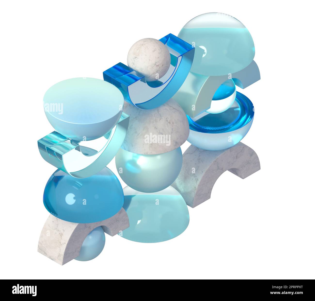 Pearl, glass and stone - colored geometric shapes 3d illustration Stock ...