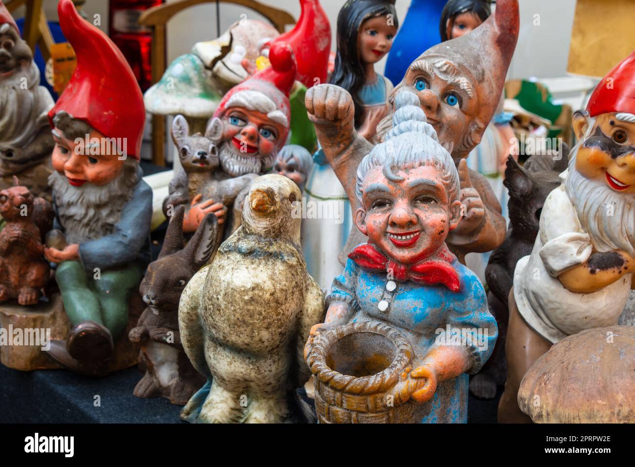 Group of garden gnomes and figurines Stock Photo - Alamy