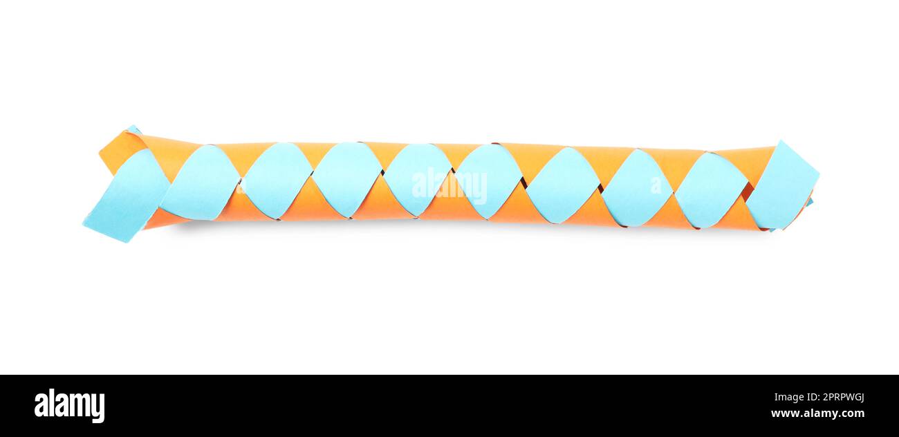 Chinese finger trap isolated on white, top view Stock Photo - Alamy