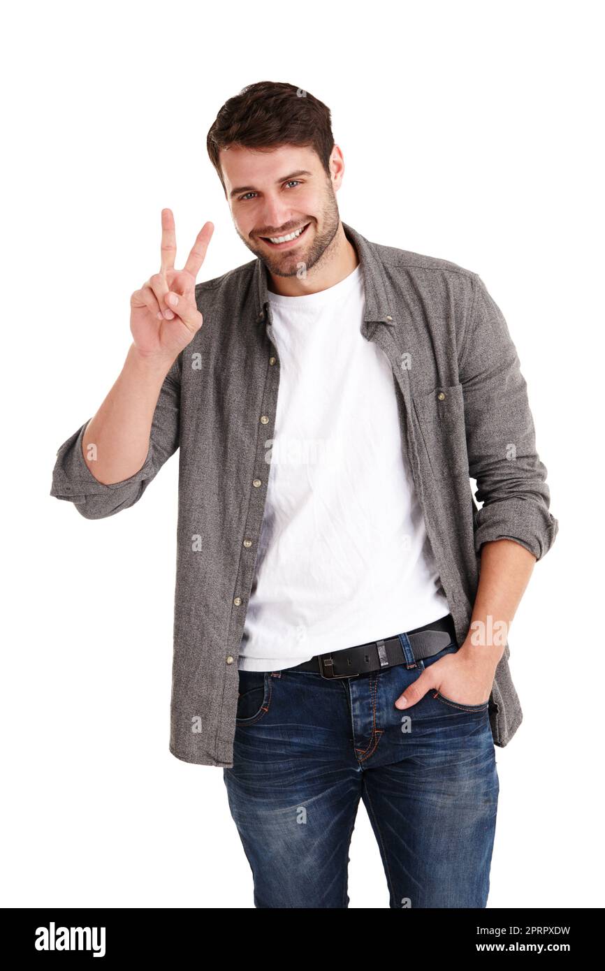 Man peace sign hi-res stock photography and images - Alamy