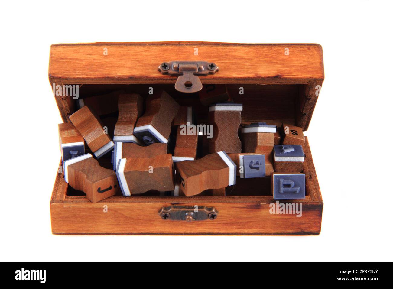 small wooden hand printer isolated on the white background Stock Photo ...