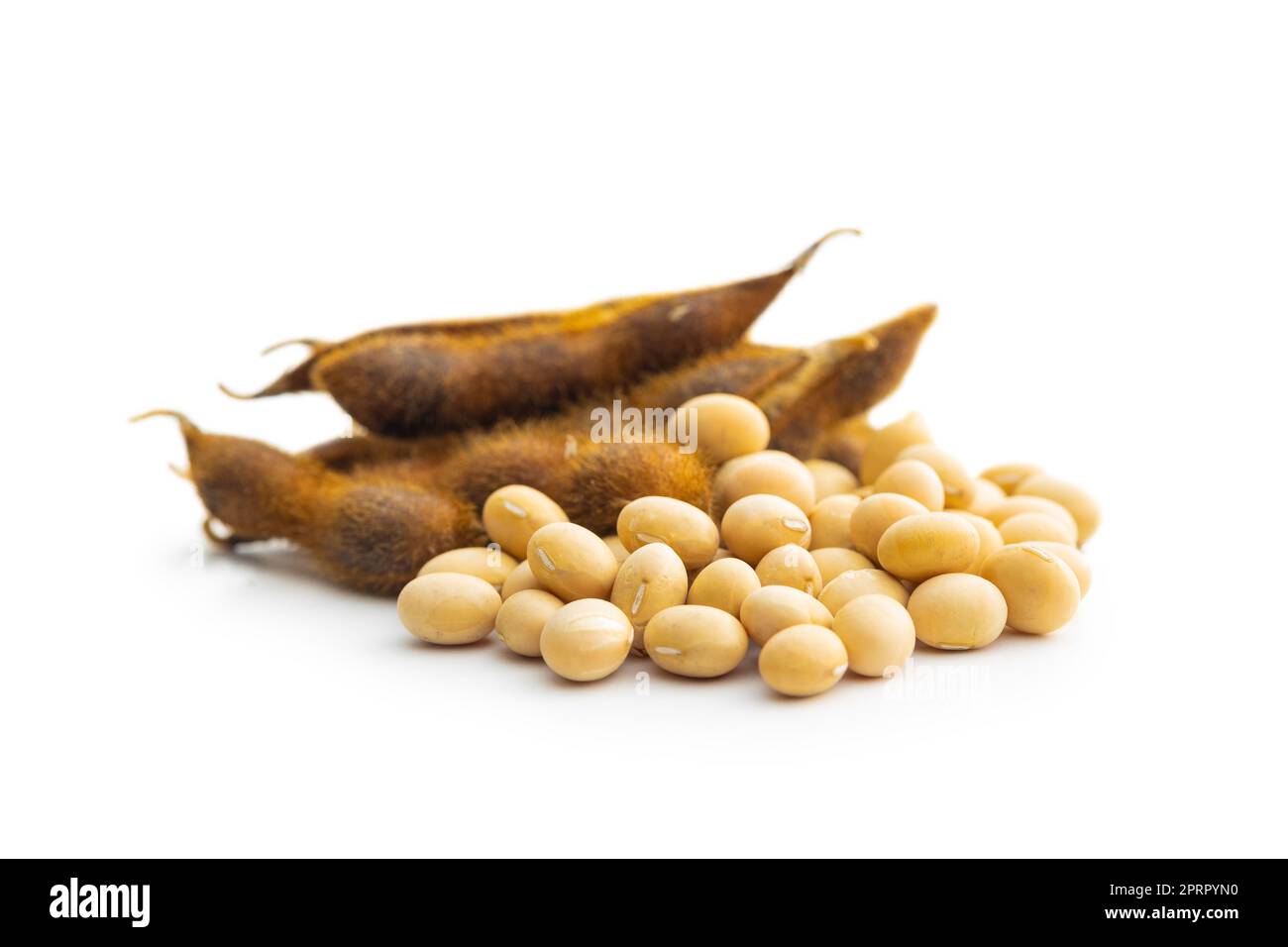 Soy beans. Dried soybean pod isolated on white background Stock Photo ...