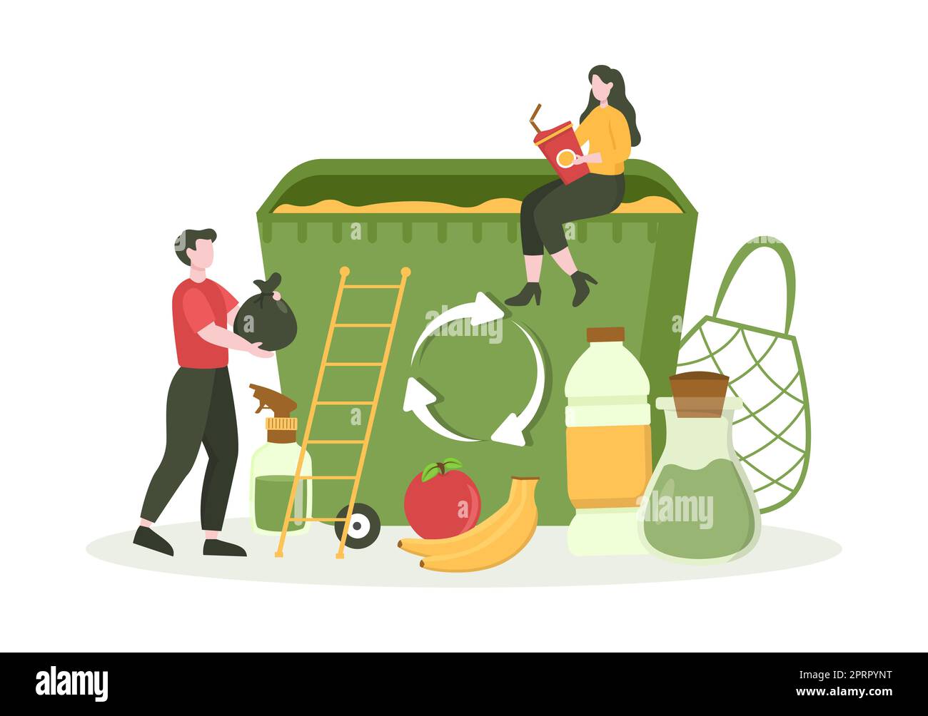 Zero Waste Template Hand Drawn Cartoon Flat Illustration with Durable ...