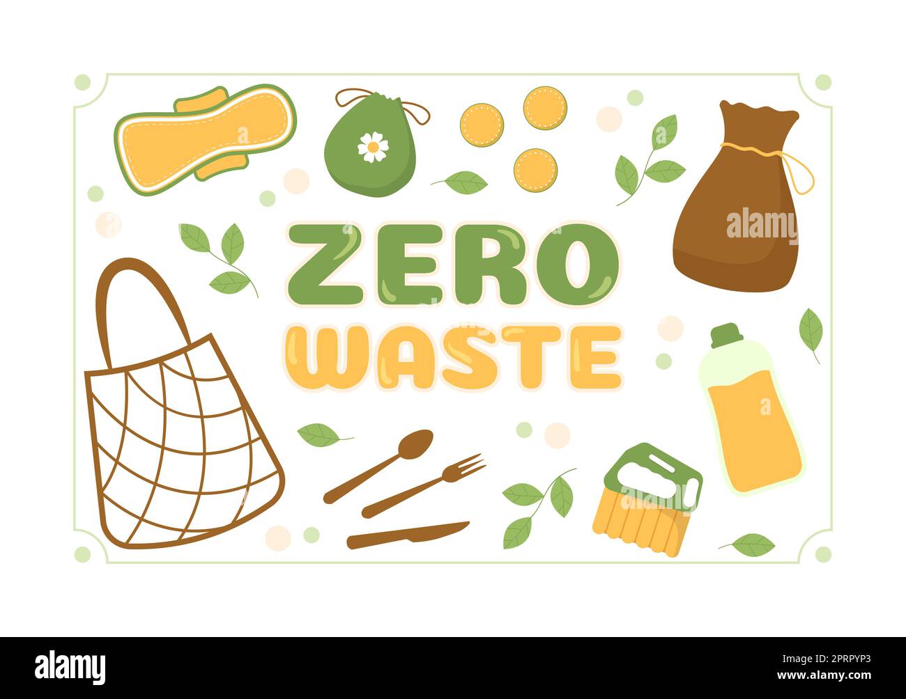 Zero Waste Template Hand Drawn Cartoon Flat Illustration with Durable ...