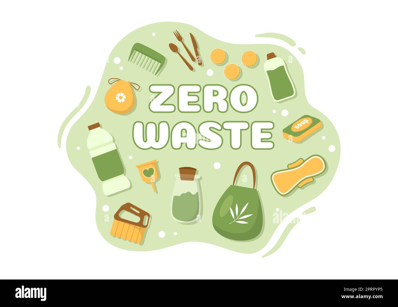 Zero Waste Template Hand Drawn Cartoon Flat Illustration with Durable ...
