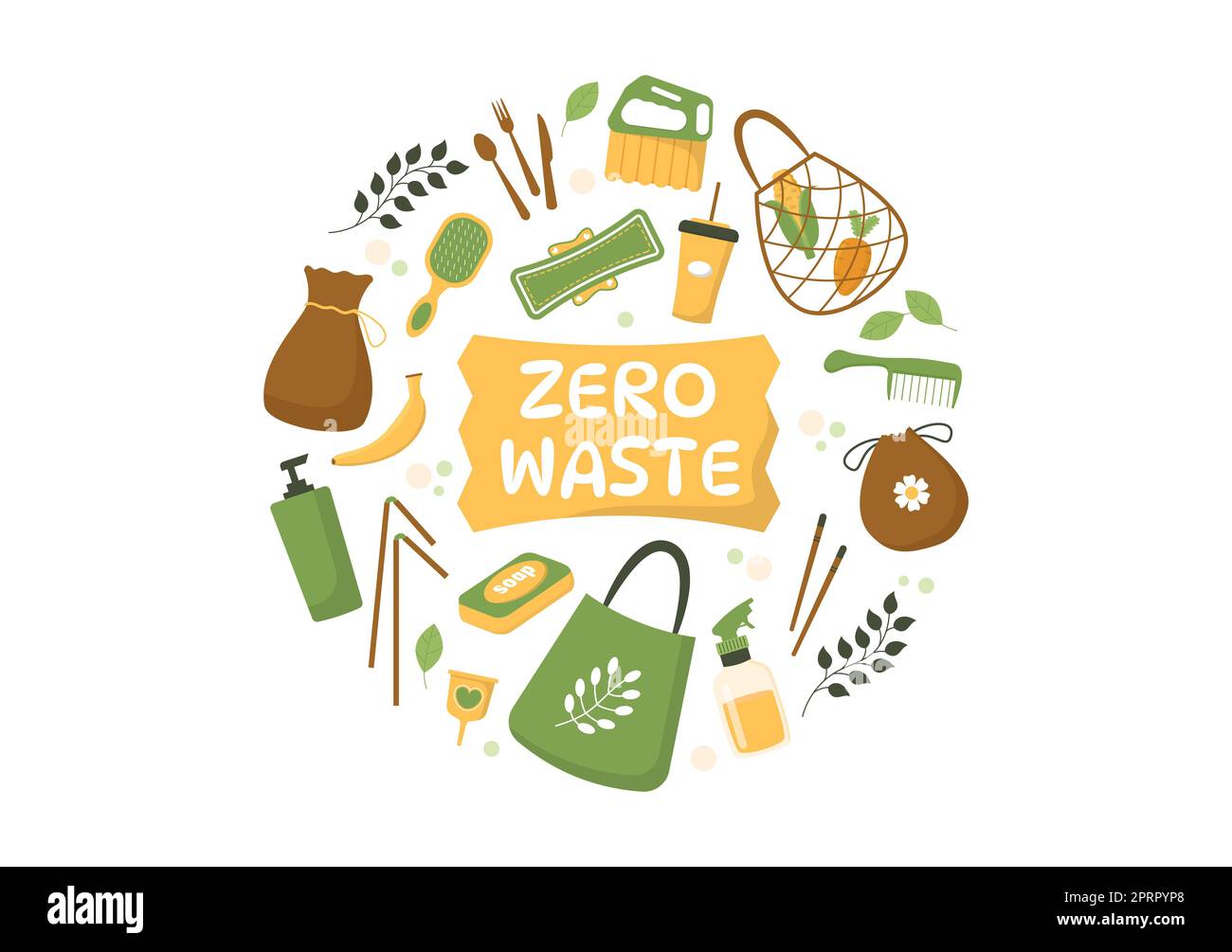 Zero Waste Template Hand Drawn Cartoon Flat Illustration with Durable ...