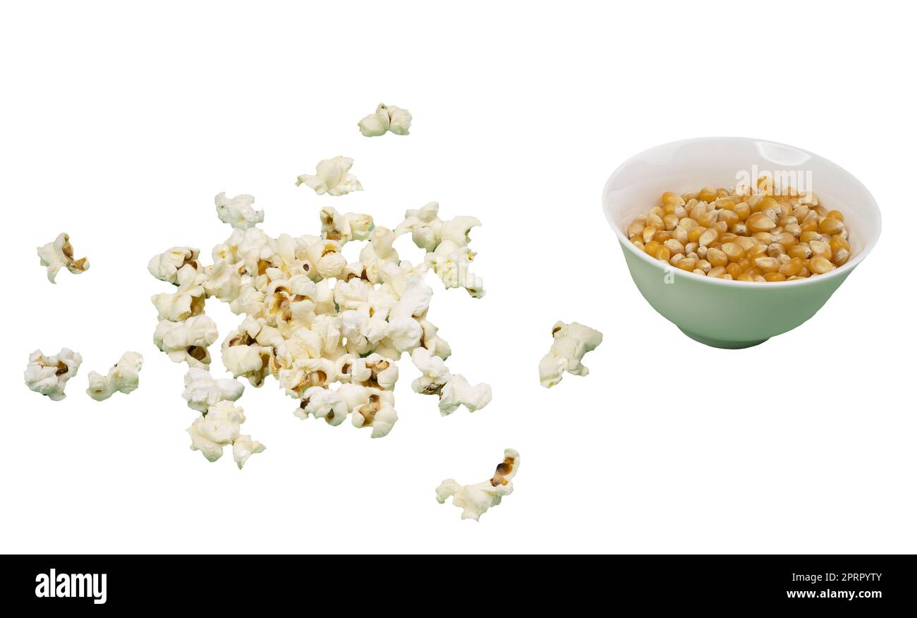 popcorn cooked and in grains on a transparent surface Stock Photo - Alamy