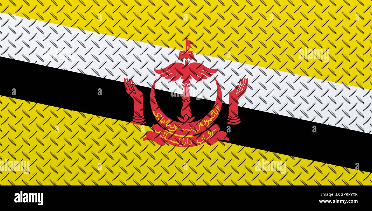 3D Flag of Brunei on a metal Stock Photo - Alamy