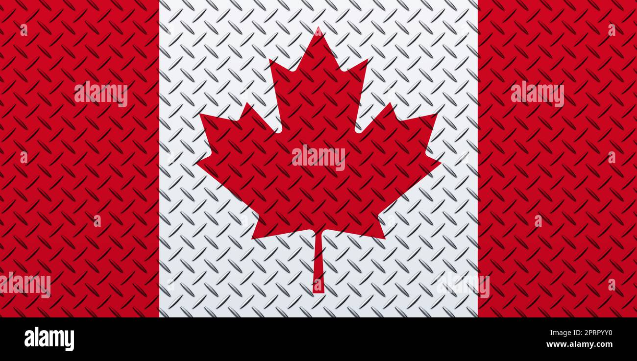3D Flag of Canada on a metal Stock Photo - Alamy