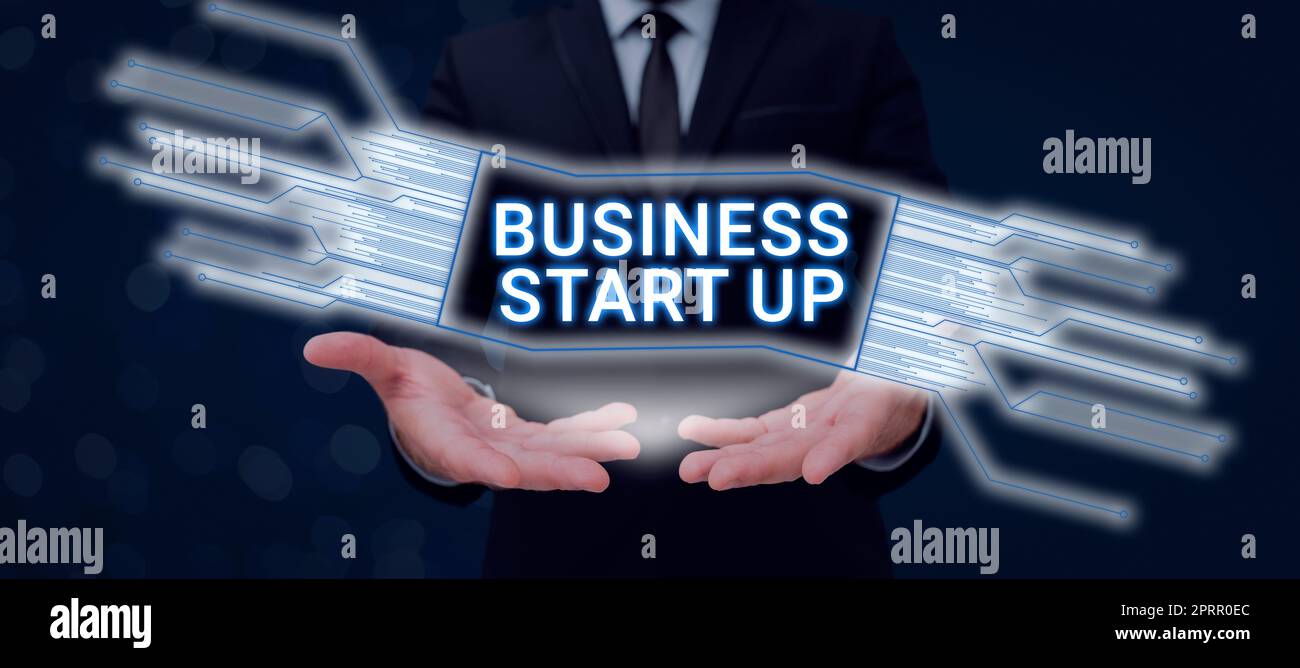 Inspiration showing sign Business Start UpPutting up new commerce ...