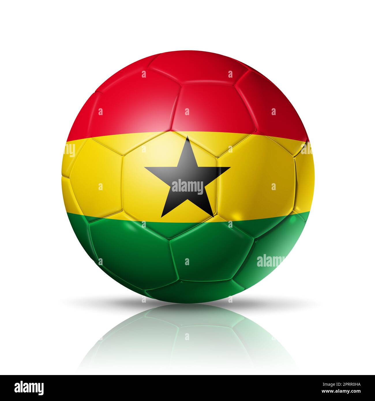 3D soccer ball with Ghana team flag, football 2022. isolated on white ...