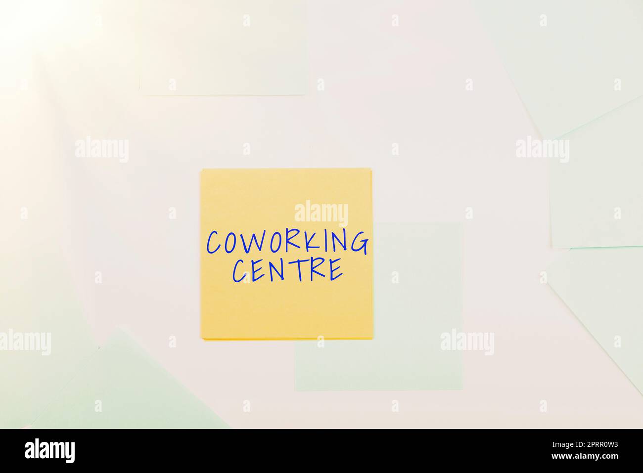Sign displaying Coworking Centreshared workplace often office and ...