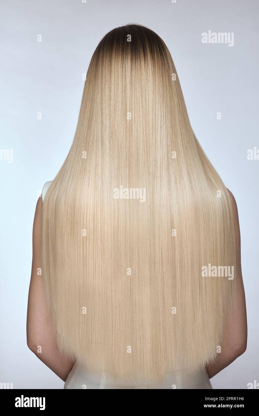 Close-up of shiny smooth blond hair, back view Stock Photo - Alamy