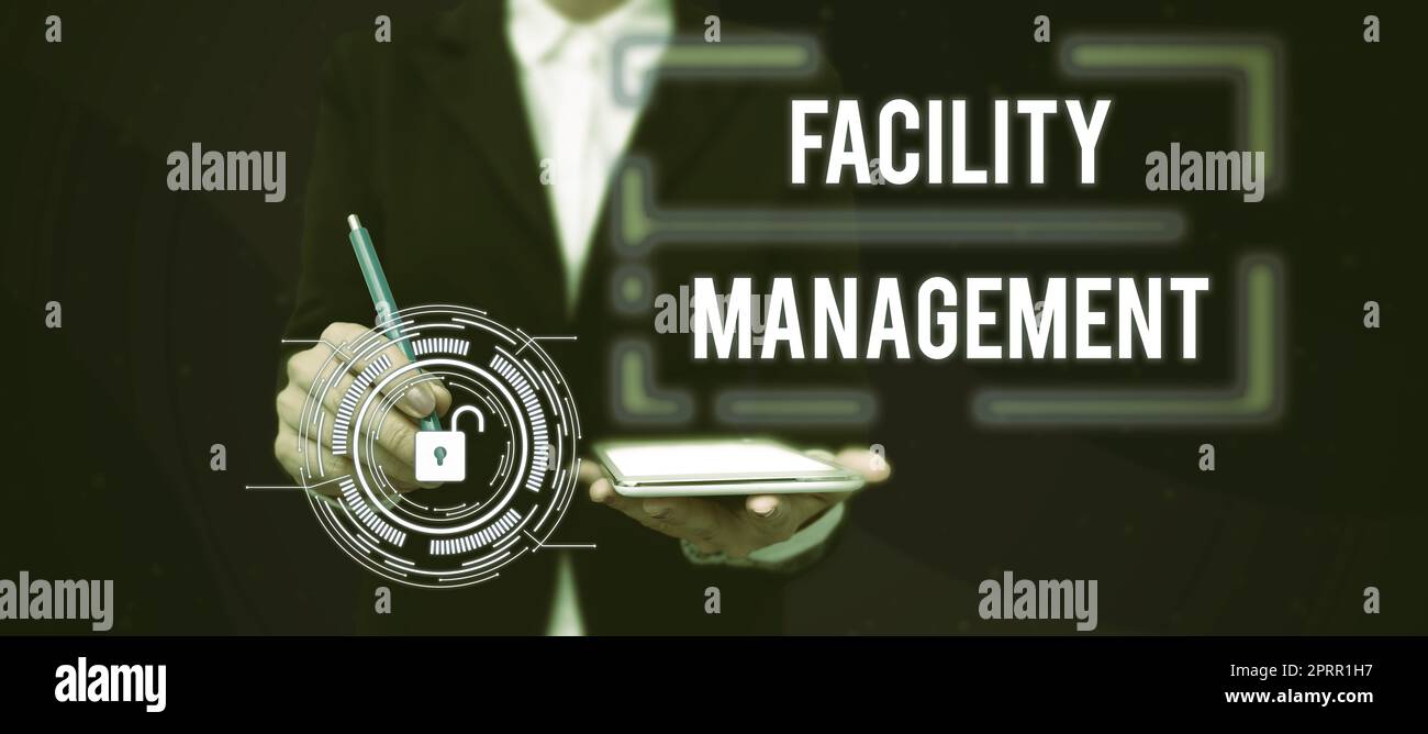 Text showing inspiration Facility Management. Business idea Multiple ...