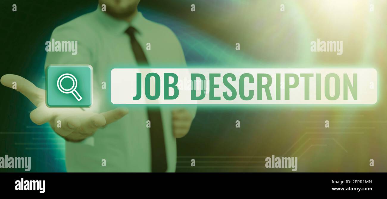 Text caption presenting Job DescriptionA document that describes the ...