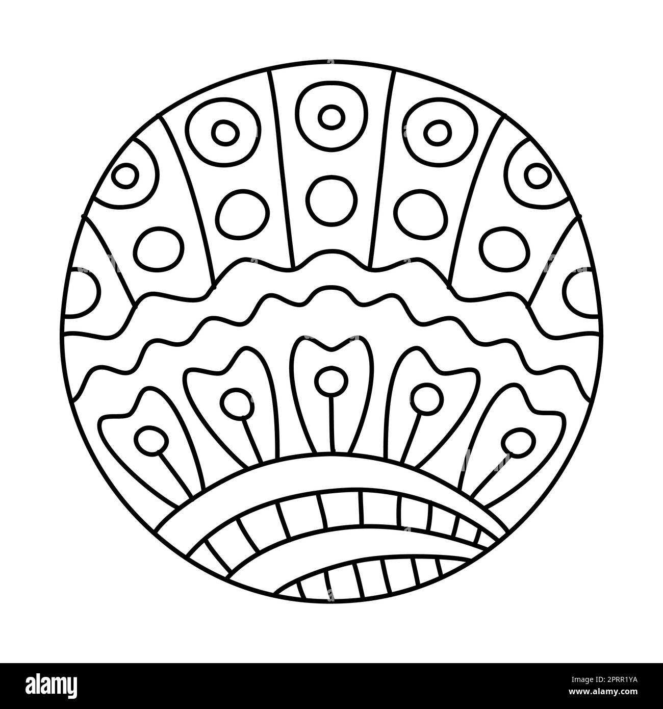 Round coloring page filled with hand drawn doodle motifs in a circle ...