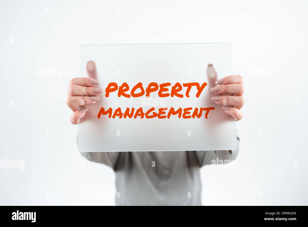 Text caption presenting Property Management. Business idea Overseeing ...
