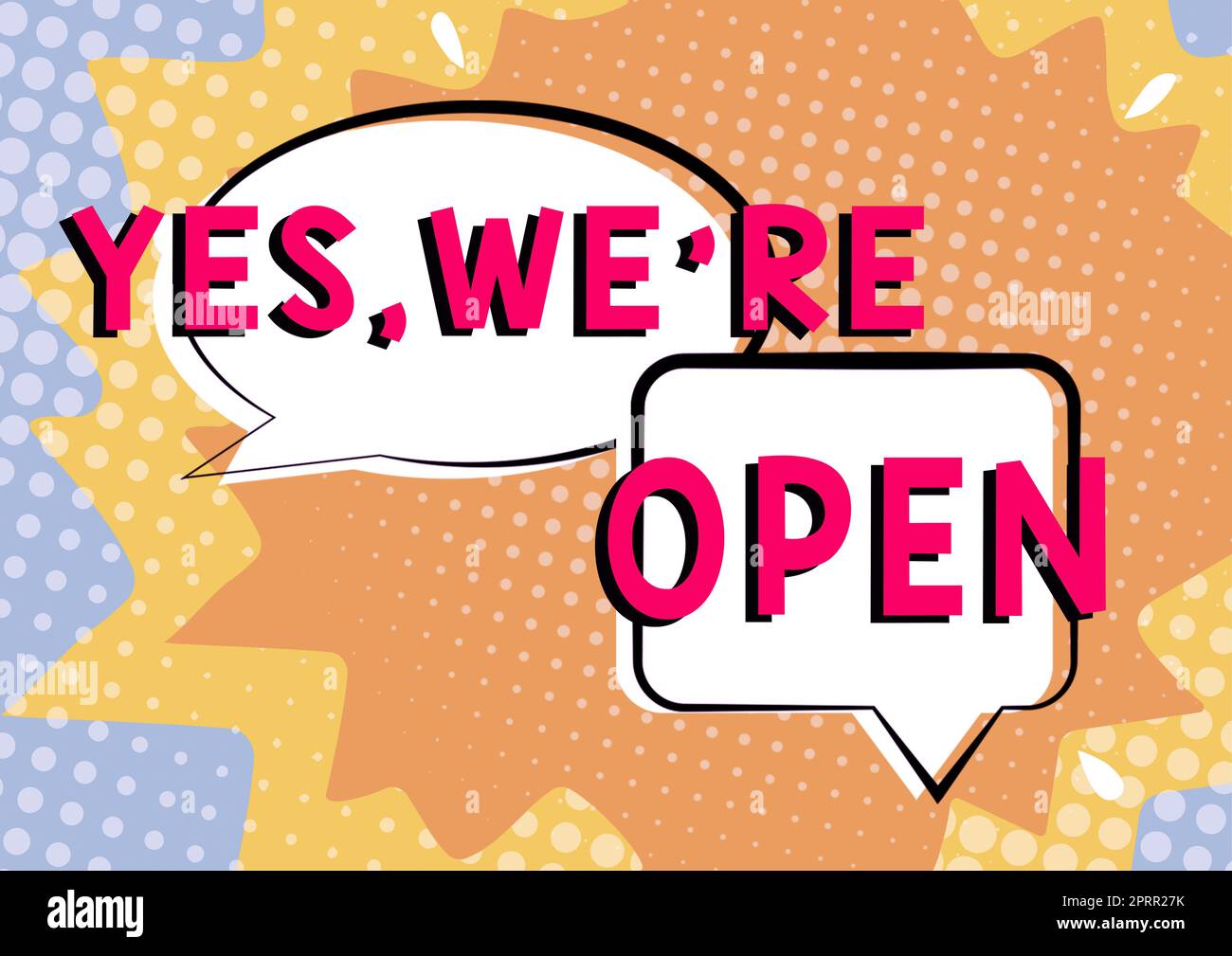 Handwriting text Yes, We re are Openanswering on client that shop is ...