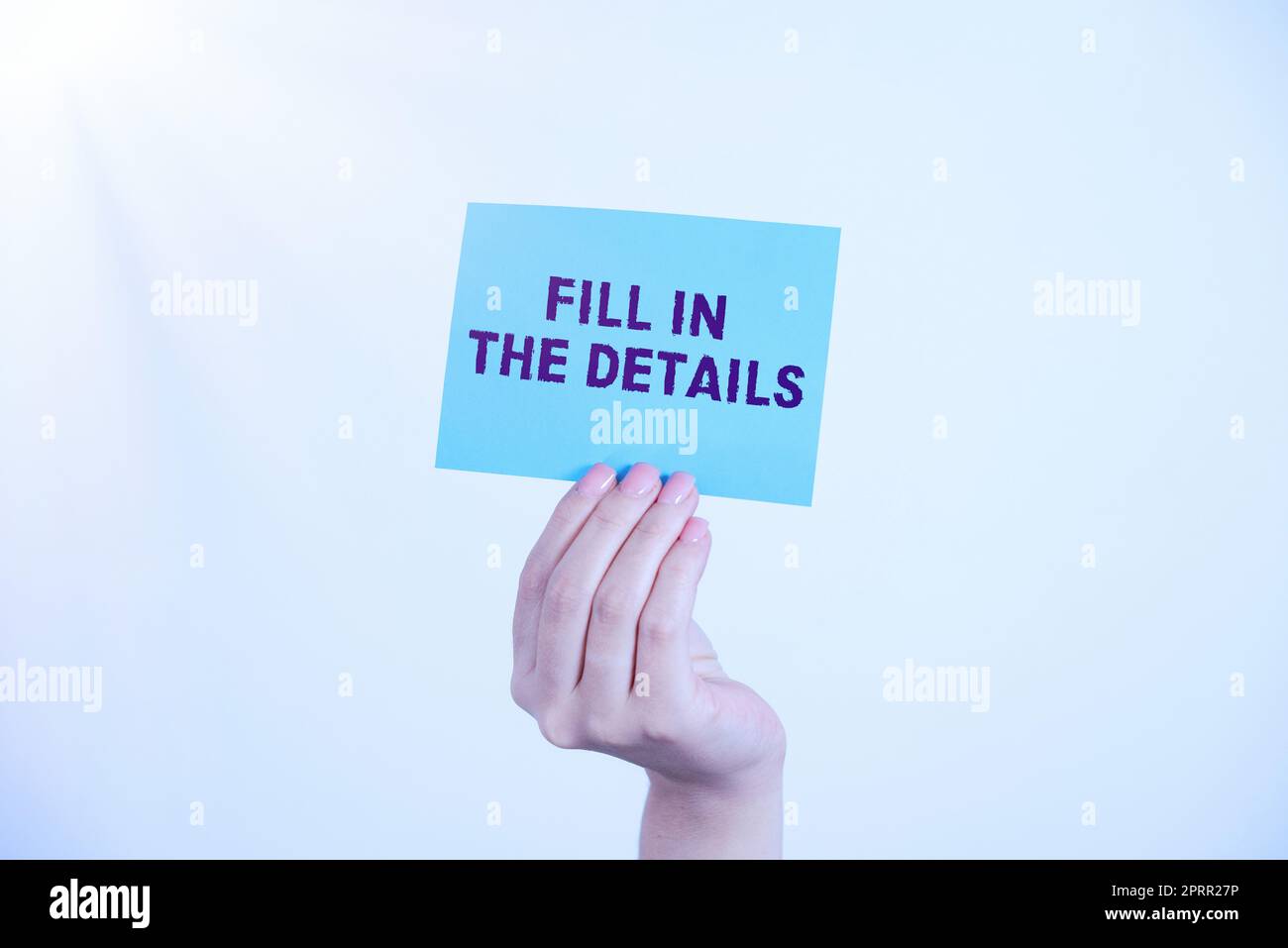 Text caption presenting Fill In The Details. Word for Add Information ...