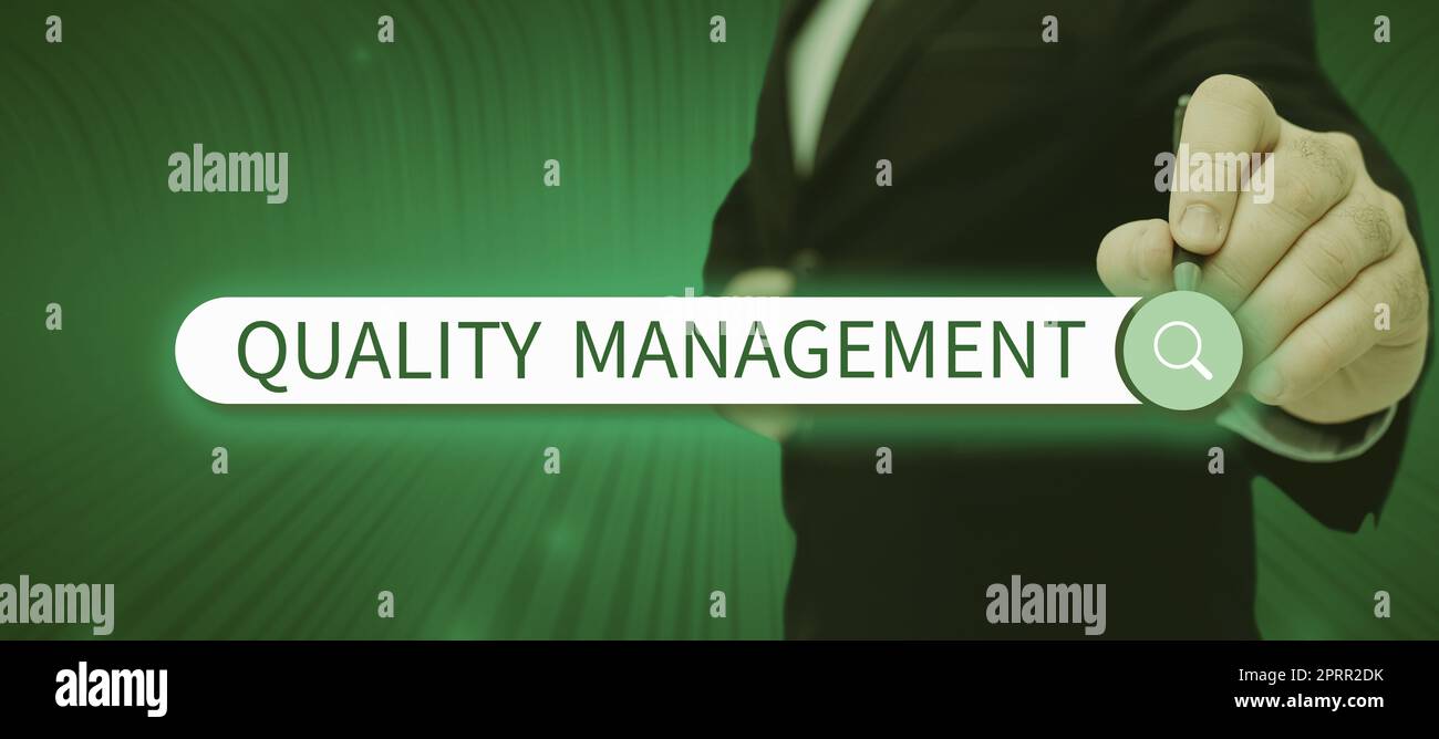 Hand writing sign Quality ManagementMaintain Excellence Level High ...