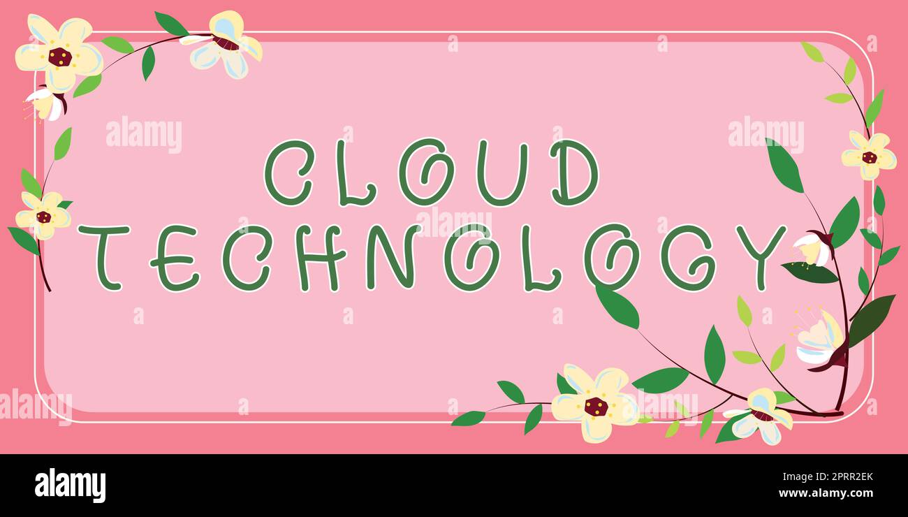 Text caption presenting Cloud Technologystoring and accessing data and programs over Internet ...