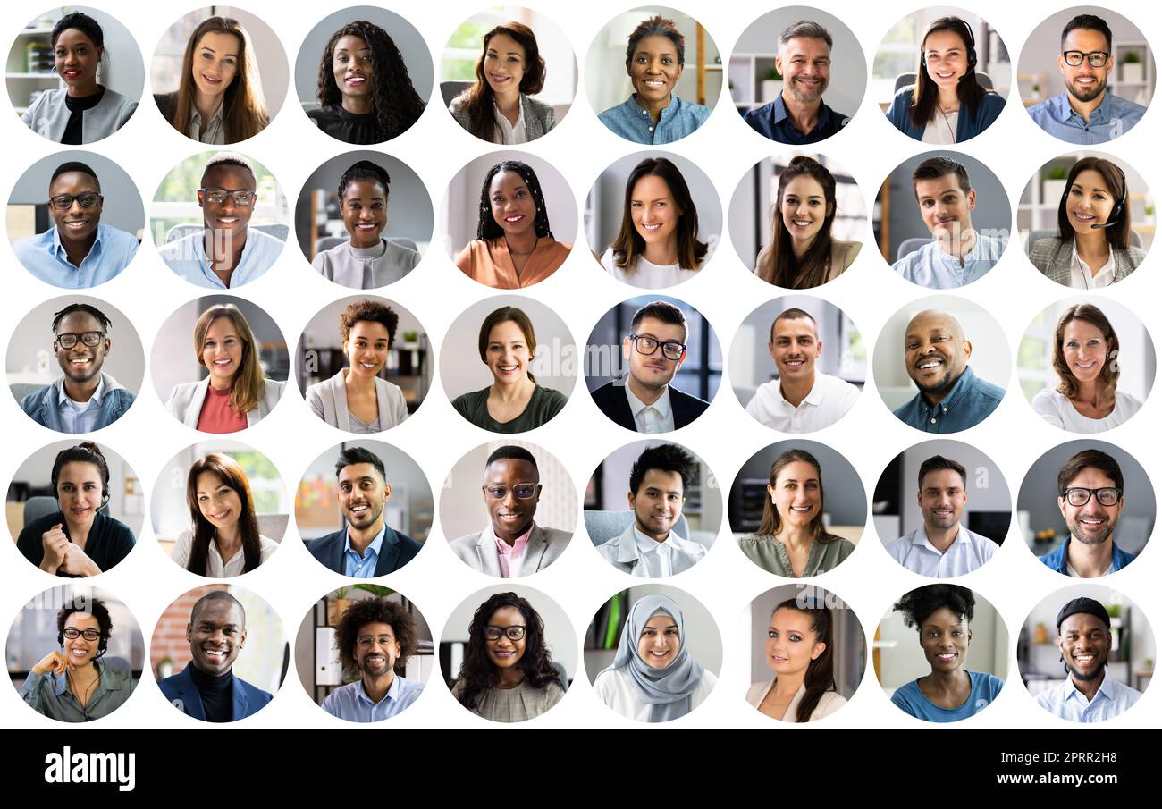 People Face Avatar Collage. Diverse Headshot Photos Stock Photo - Alamy