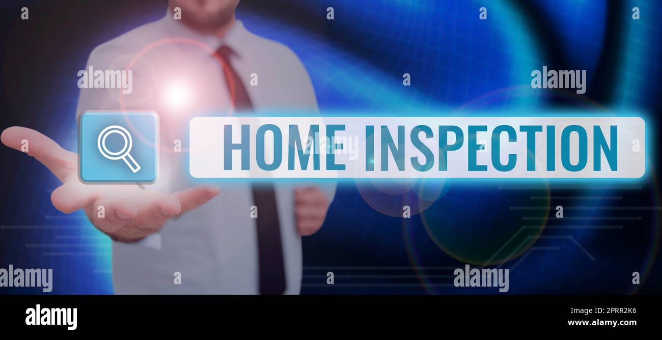 Handwriting text Home InspectionExamination of the condition of a home ...