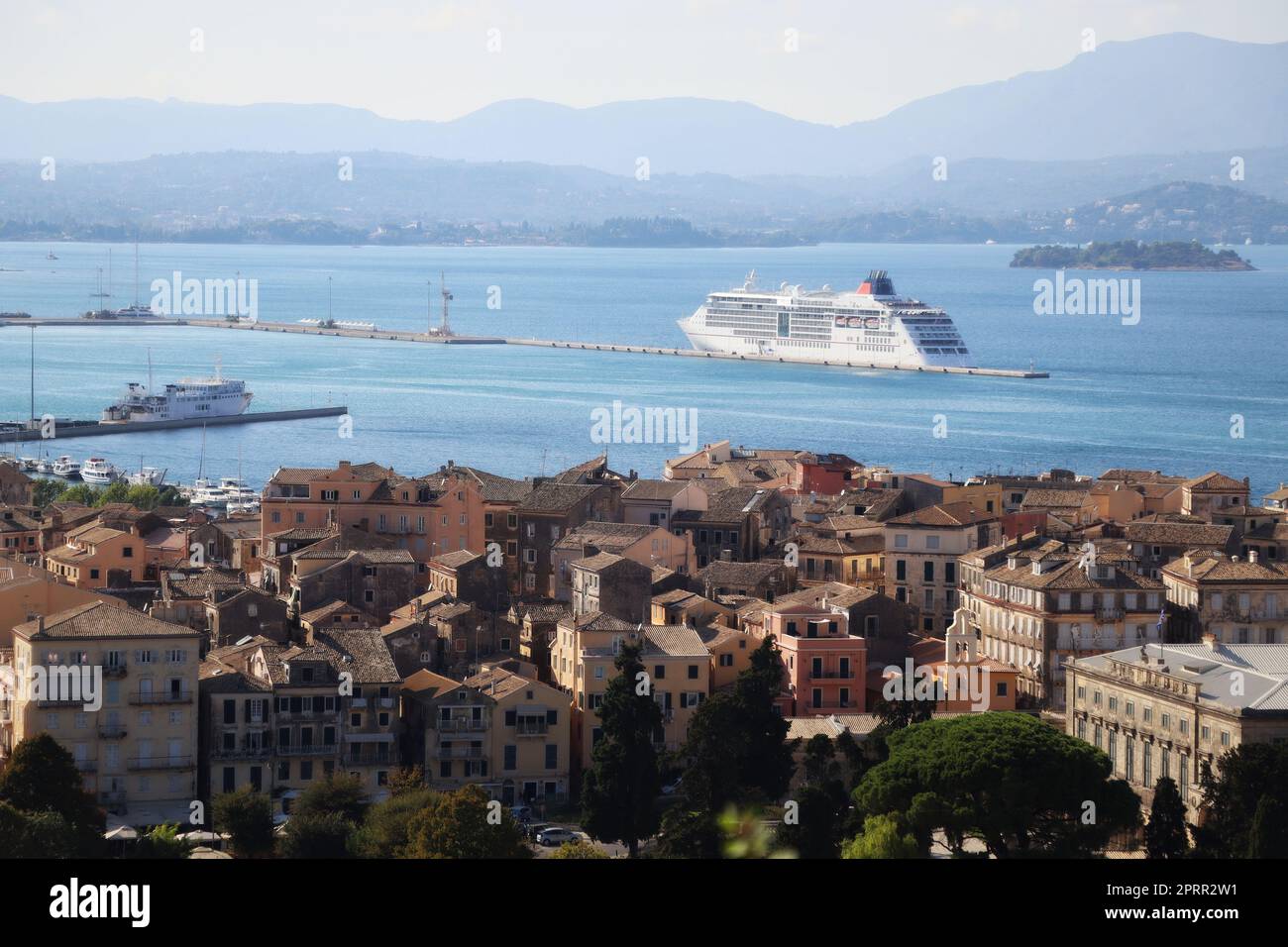 Panoramic view of Kerkyra, capital of Corfu island, Greece Stock Photo ...