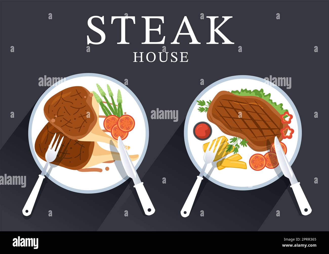 Steakhouse of Grilled Meat with Juicy Delicious Steak, Salad and ...