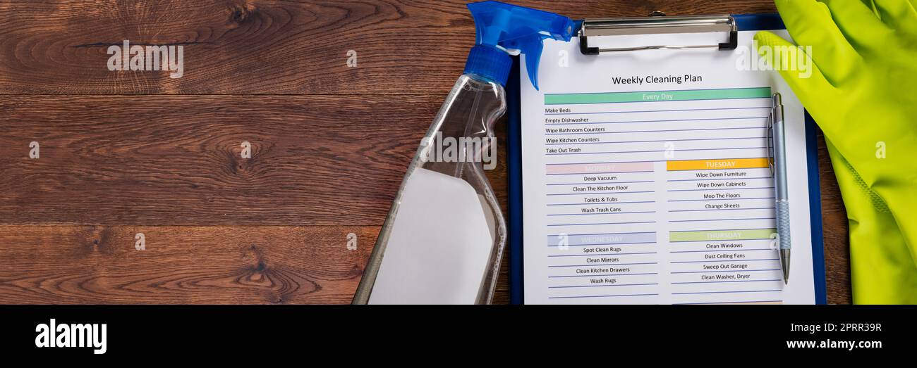 Cleaning Plan And Schedule Management. House Cleaner Planning Stock ...