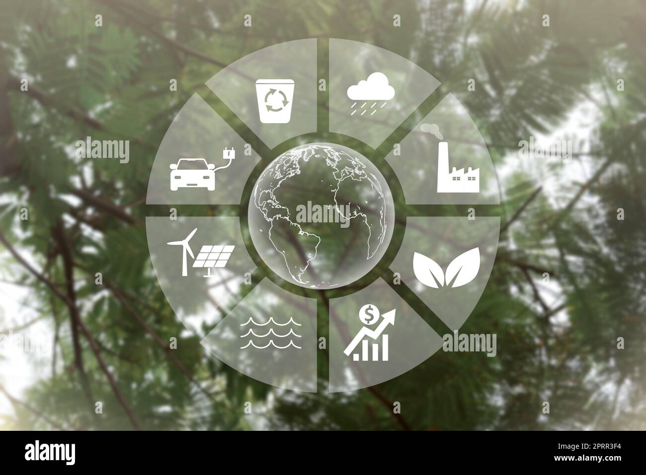 Global symbol eco Sustainable business on network connection on green ...