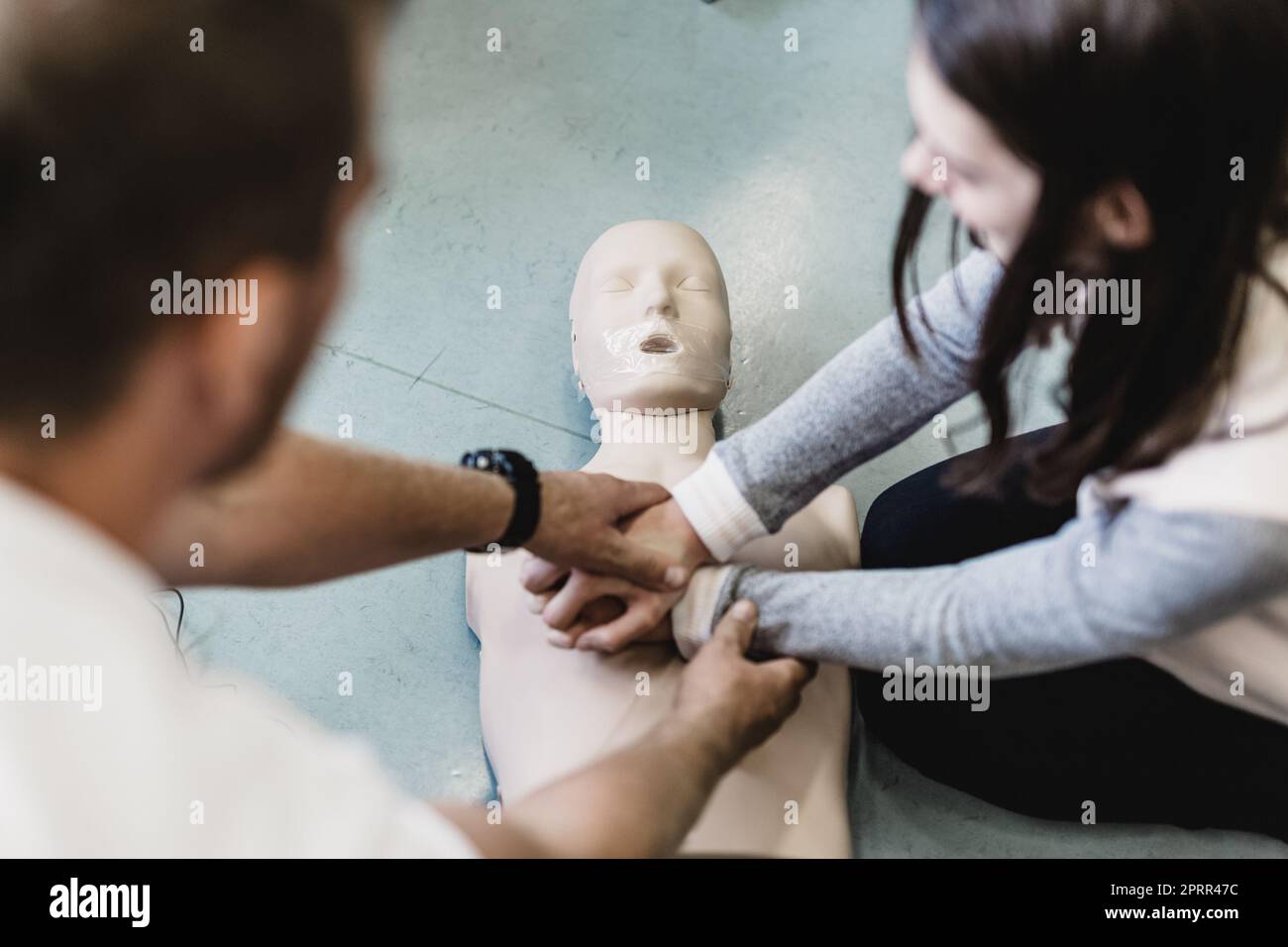 First aid cardiopulmonary resuscitation course in primary school. Kid ...