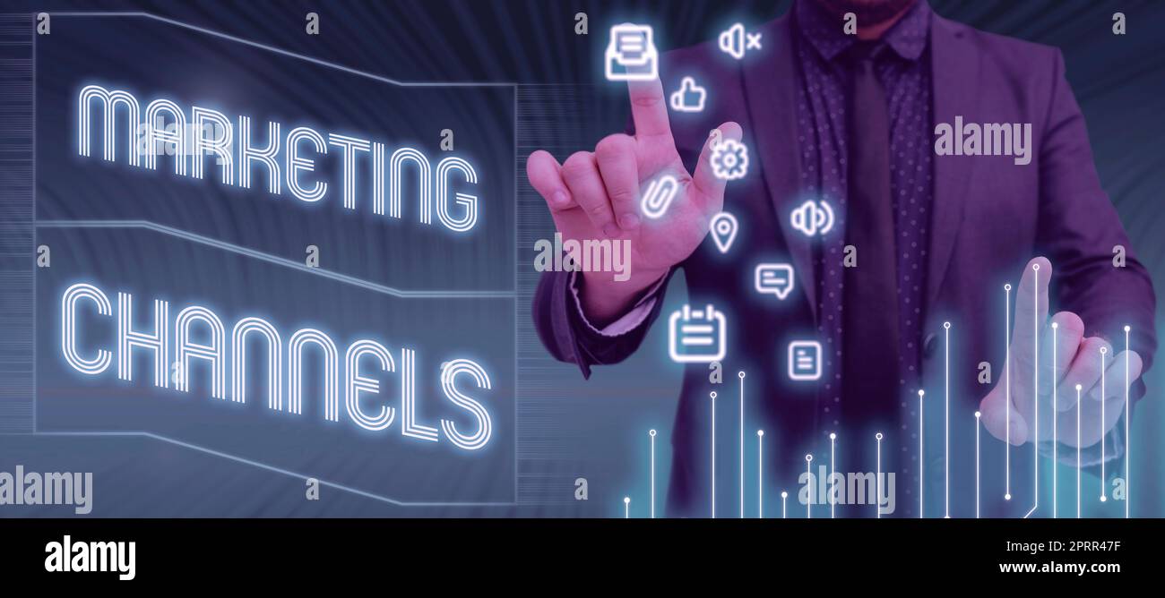 Hand writing sign Marketing Channels, Business overview the necessary ...