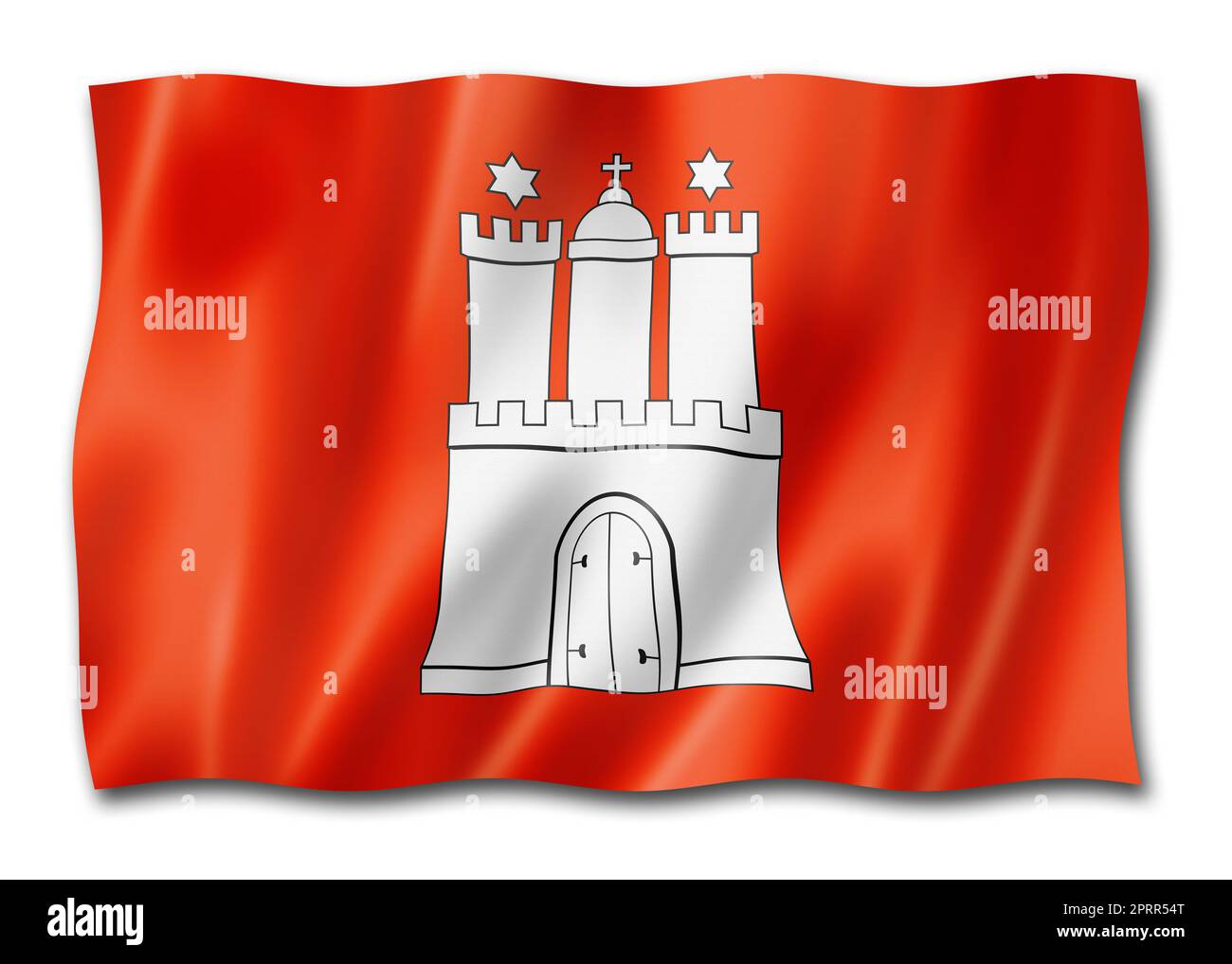 Hamburg state flag, Germany waving banner collection. 3D illustration ...