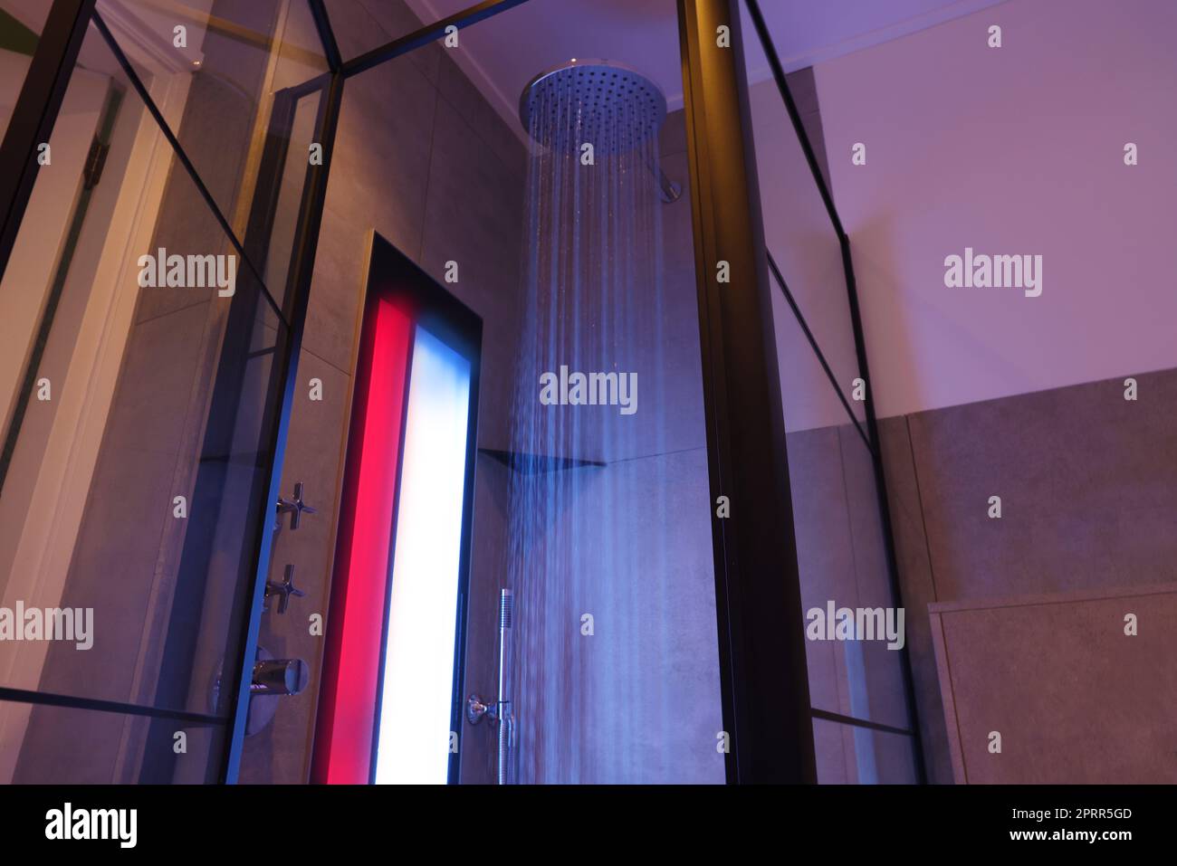 Modern shower with Infrared spectrum, UV light and flowing water Stock ...