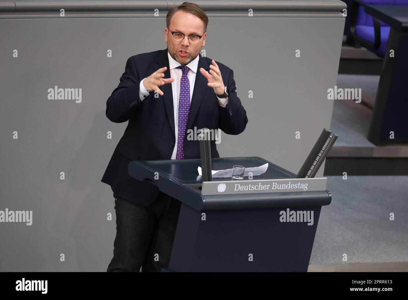 Berlin, Germany. 27th Apr, 2023. Timon Gremmels (SPD) speaks at the ...
