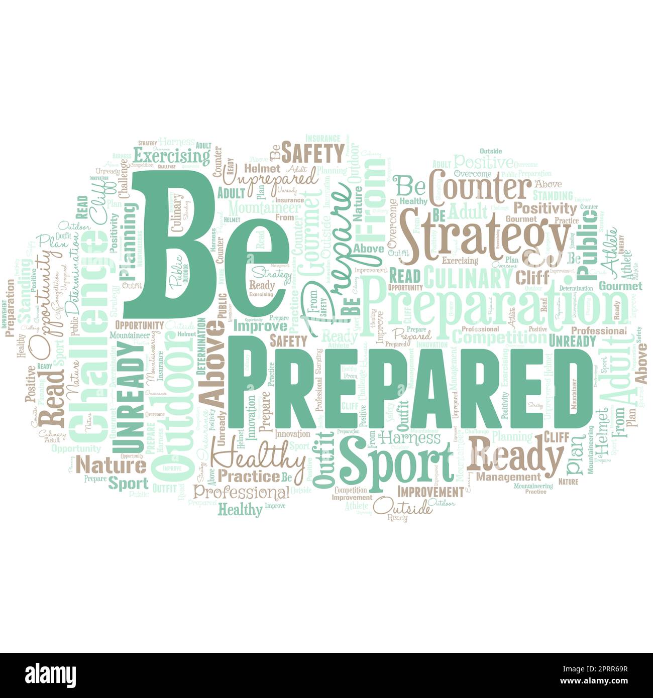 Big word cloud with words be prepared Stock Photo - Alamy