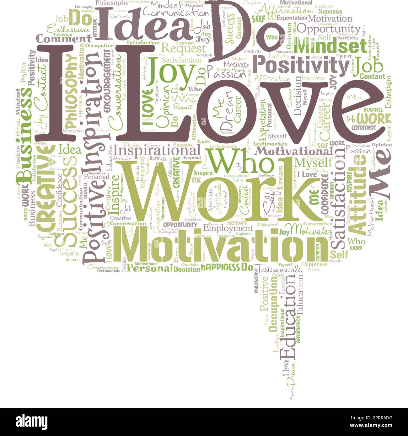 Big word cloud in the shape of dialog box with words I love work Stock ...
