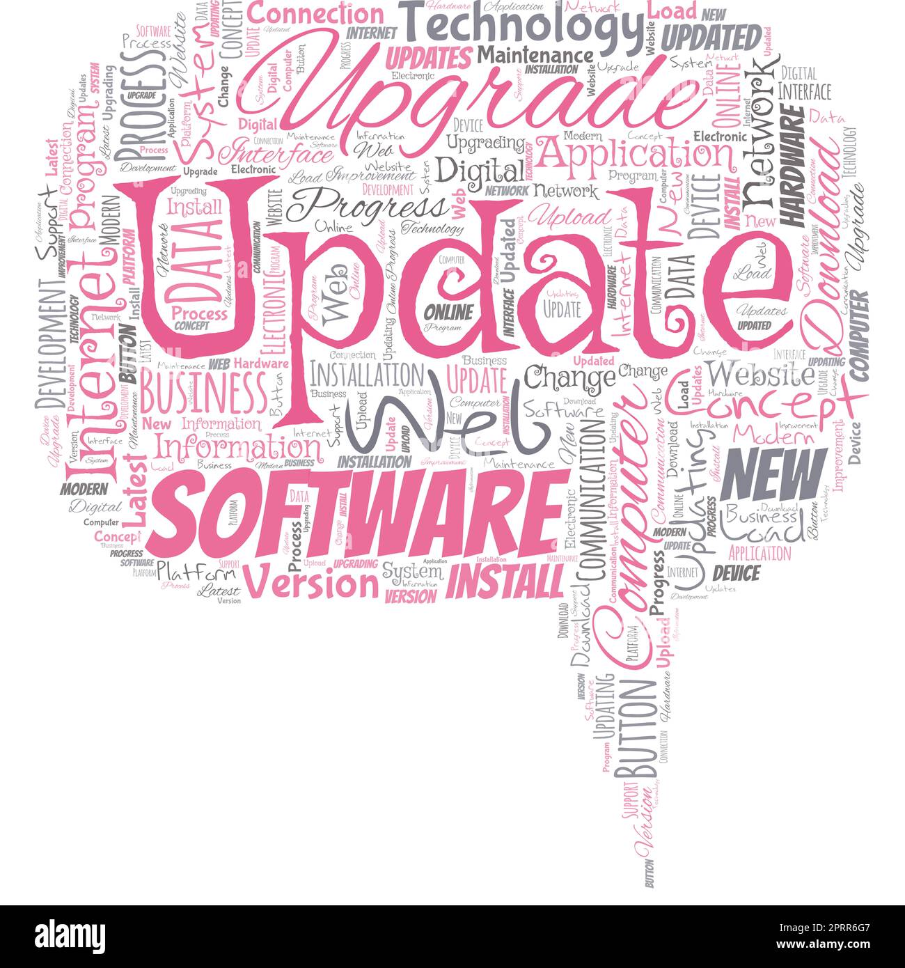 Big word cloud in the shape of speech bubble with word update Stock ...