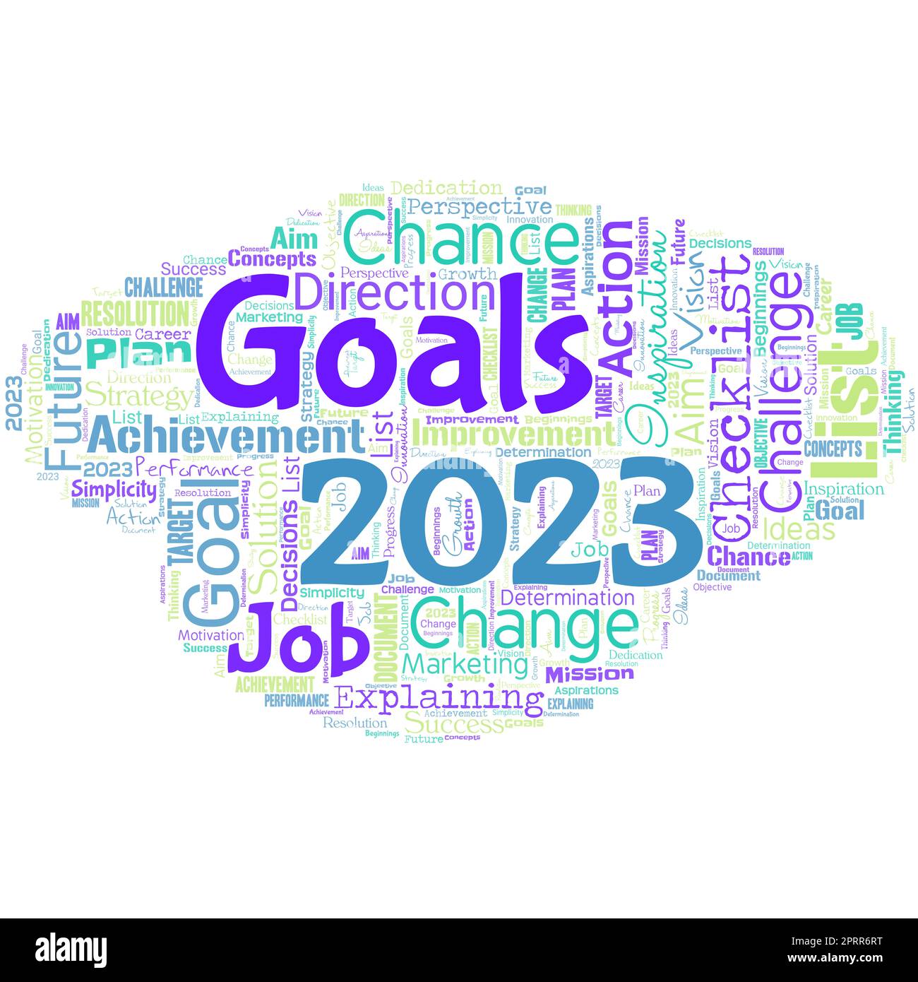 Big word cloud in the shape of UFO with words goals 2023 Stock Photo ...