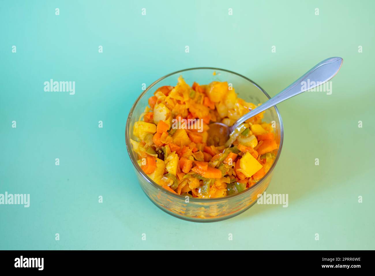 Fresh mixed vegetable Gravy sabzi made and spices, served in a bowl ...