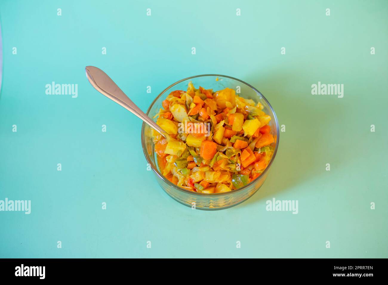 Fresh mixed vegetable Gravy sabzi made and spices, served in a bowl ...