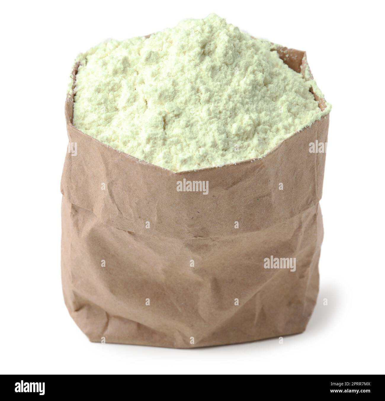 Mung bean flour in paper bag isolated on white Stock Photo - Alamy