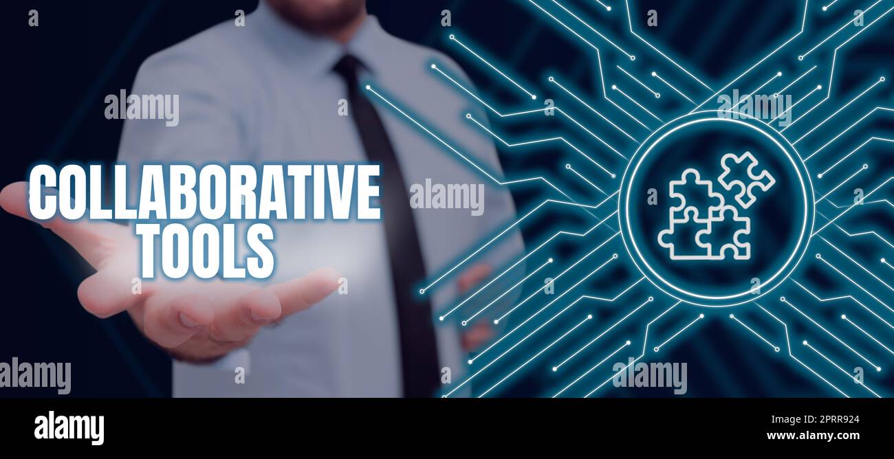 Conceptual display Collaborative Tools, Word Written on Determine the ...