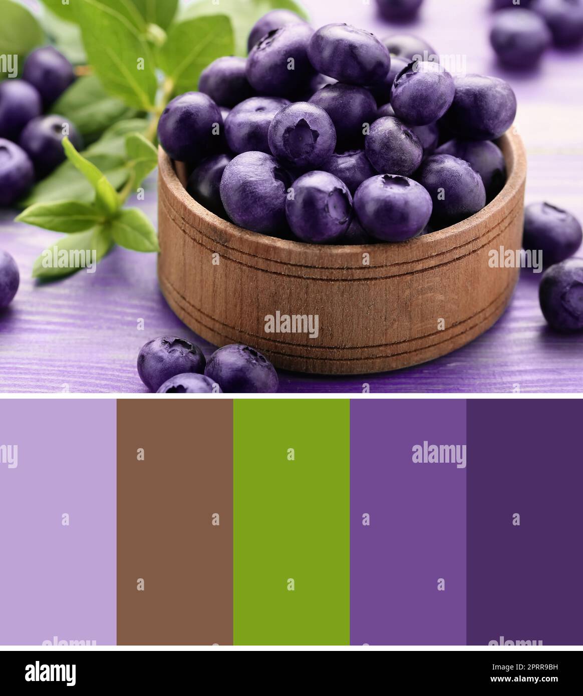 Color palette appropriate to photo of tasty fresh blueberries on wooden ...
