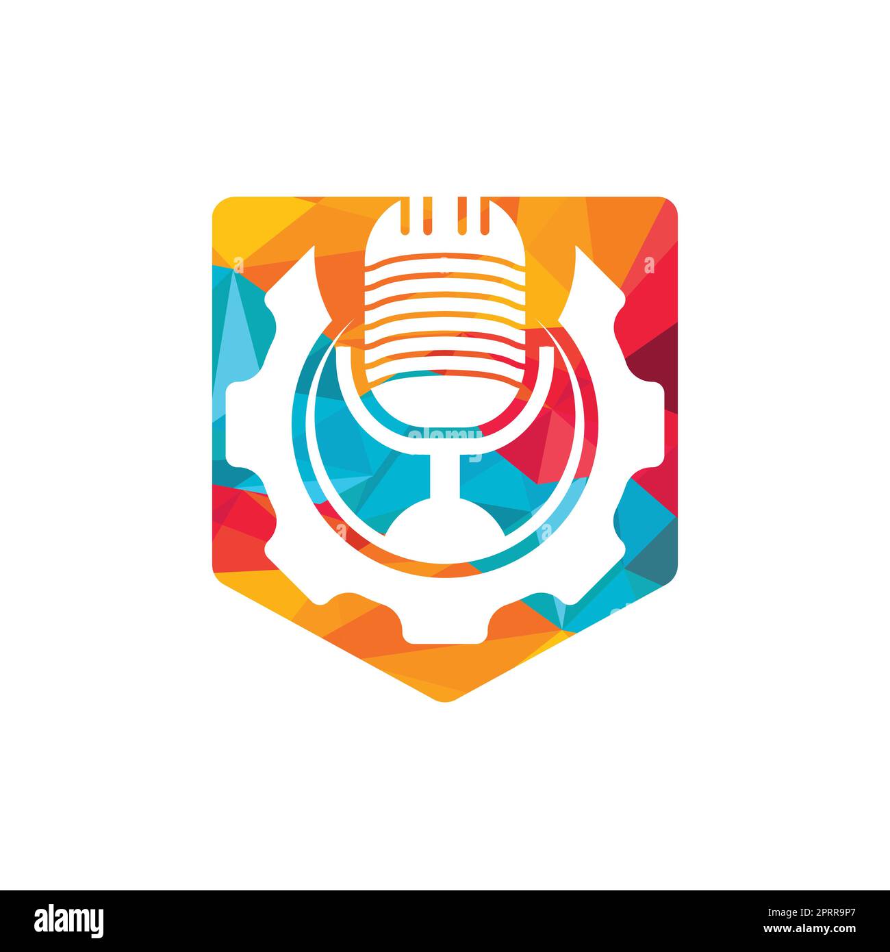 Gear podcast vector logo design template. Cog wheel and mic icon design ...