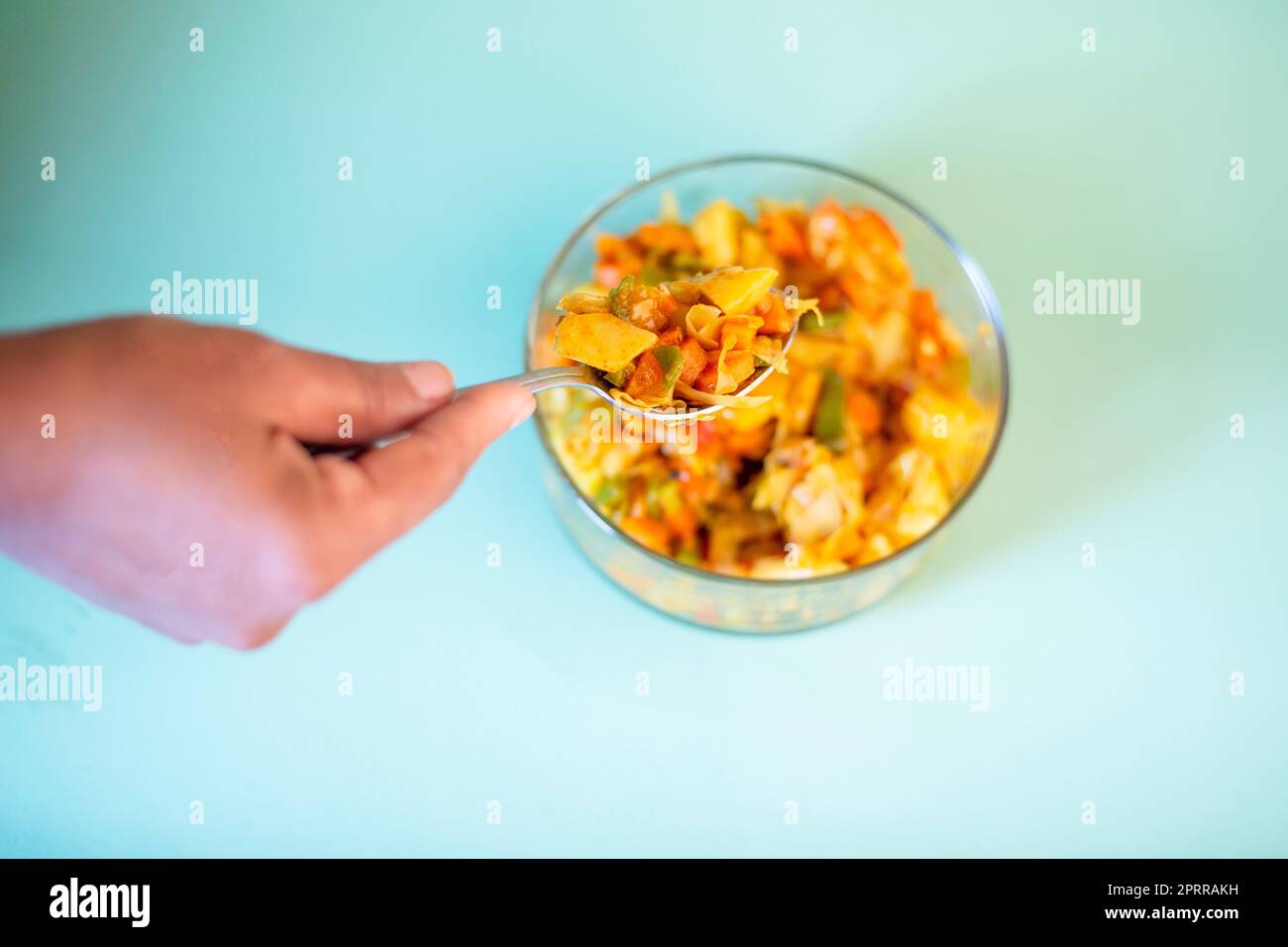 A Spoon Of Mixed Vegetables, Mix Vegetable. top View, Isolated On sky ...