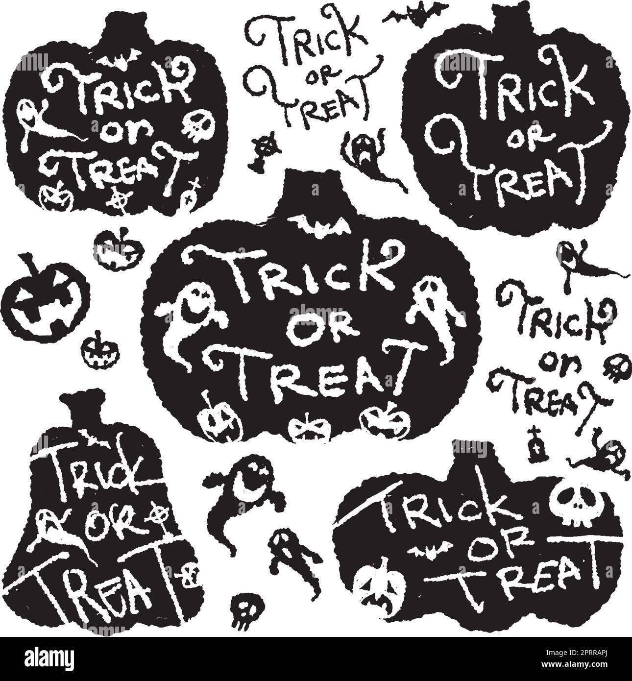 Hand-drawn Halloween illustration (Happy Halloween, jack-o'-lantern ...