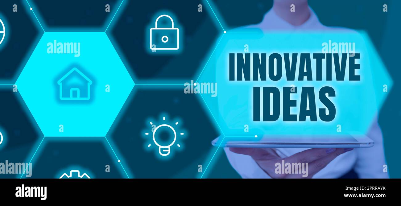 Text caption presenting Innovative Ideas, Word Written on concepts that ...