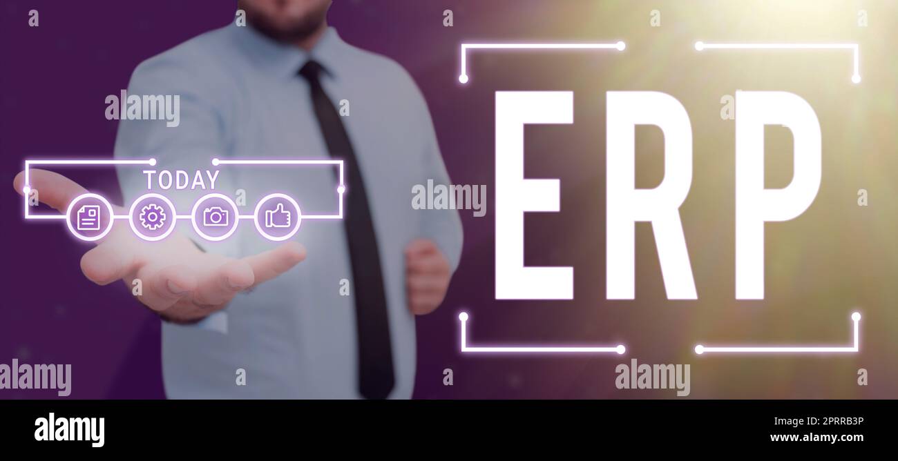Text showing inspiration Erp, Business overview enterprise resource planning centralized ...